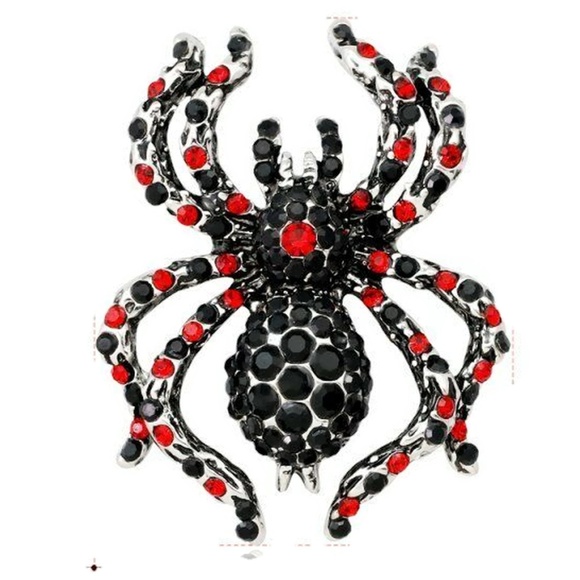 Lirrio's Closet | Jewelry | Red Black Rhinestone Spider Nwt | Poshmark